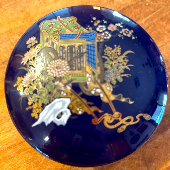 Accents | Vintage Japanese Lidded Trinket Box Cobalt Blue | Poshmark